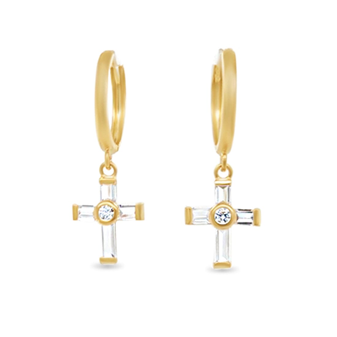 Gold cross drop earrings store