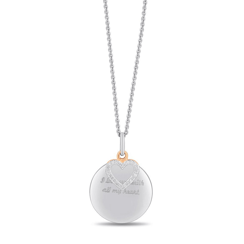 Heart and Disc Necklace with 0.05ct of Diamonds in Sterling Silver ...