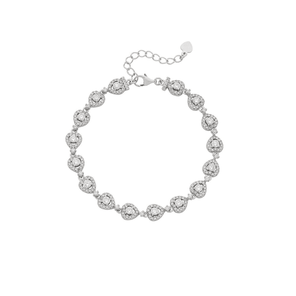 Sterling Silver Cubic Zirconia Heart Bracelet