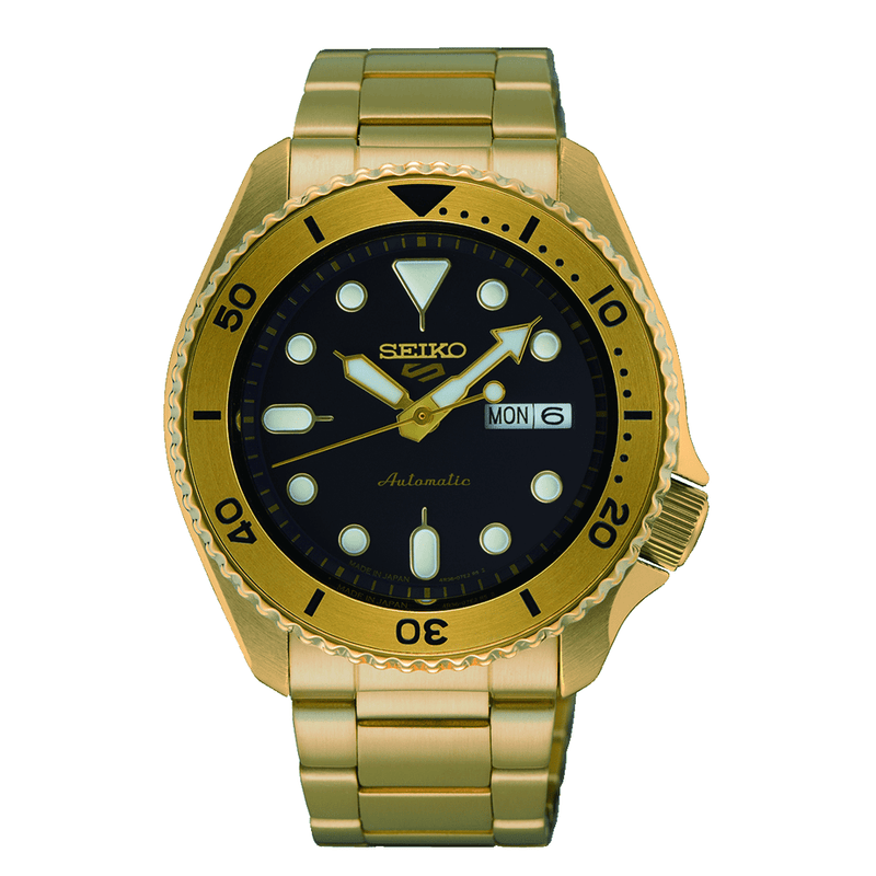 Seiko Automatic GMT 5 Sports Gold Tone Watch SRPK18J-8 – Bevilles Jewellers