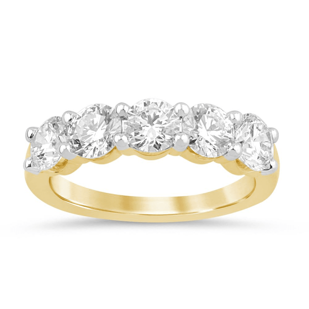 5 Stone Ring with 2.00ct of Laboratory Grown Diamonds in 9kt Yellow ...