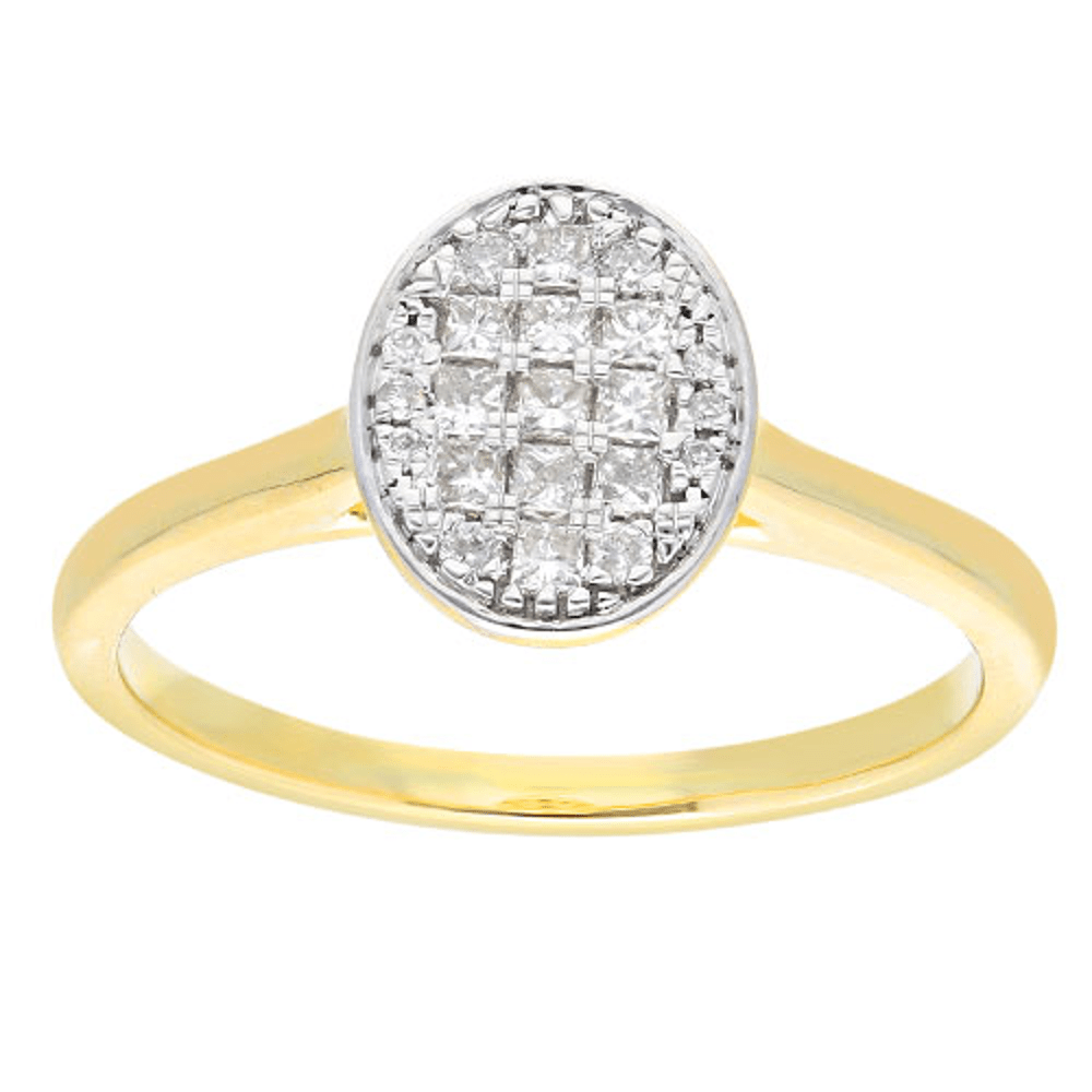 Oval Shape Ring with 1/4ct of Diamonds in 9ct Yellow Gold – Bevilles ...