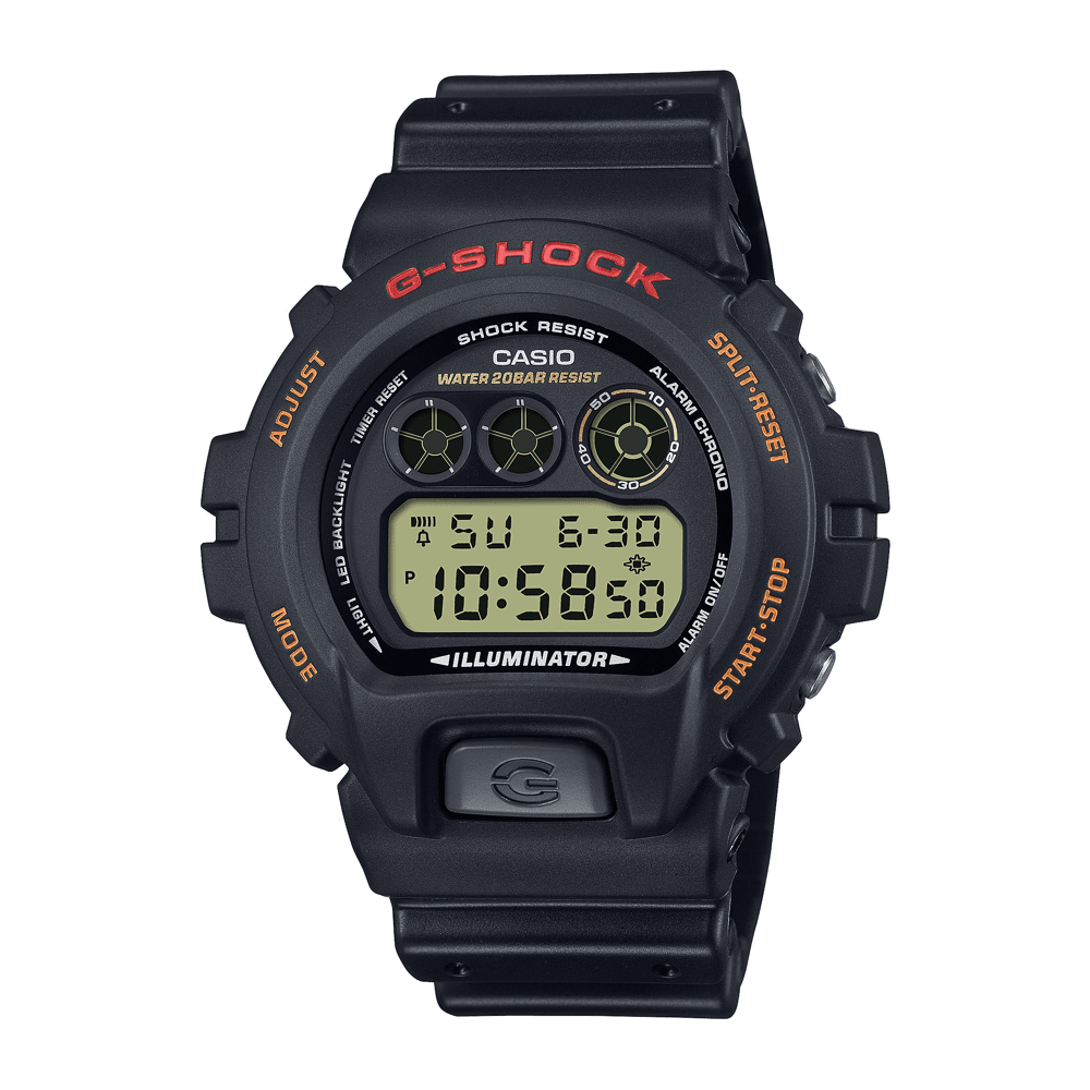 Casio G Shock Black and Red Digital Watch DW6900UB-9D – Bevilles Jewellers