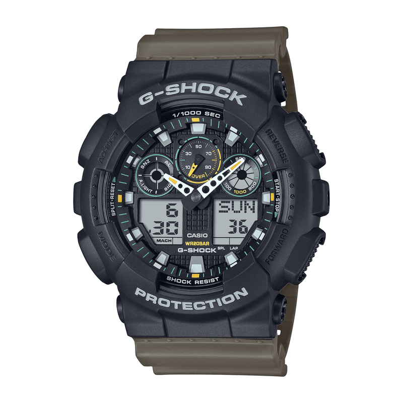 Casio G Shock Black and Beige Digital Watch GA100TU-1A3 – Bevilles ...
