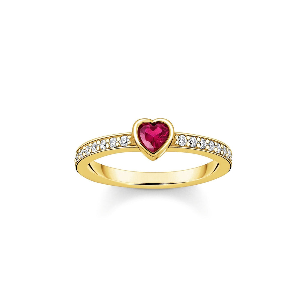 THOMAS SABO Solitaire Ring with Red Heart-Shaped Stone – Bevilles Jewellers