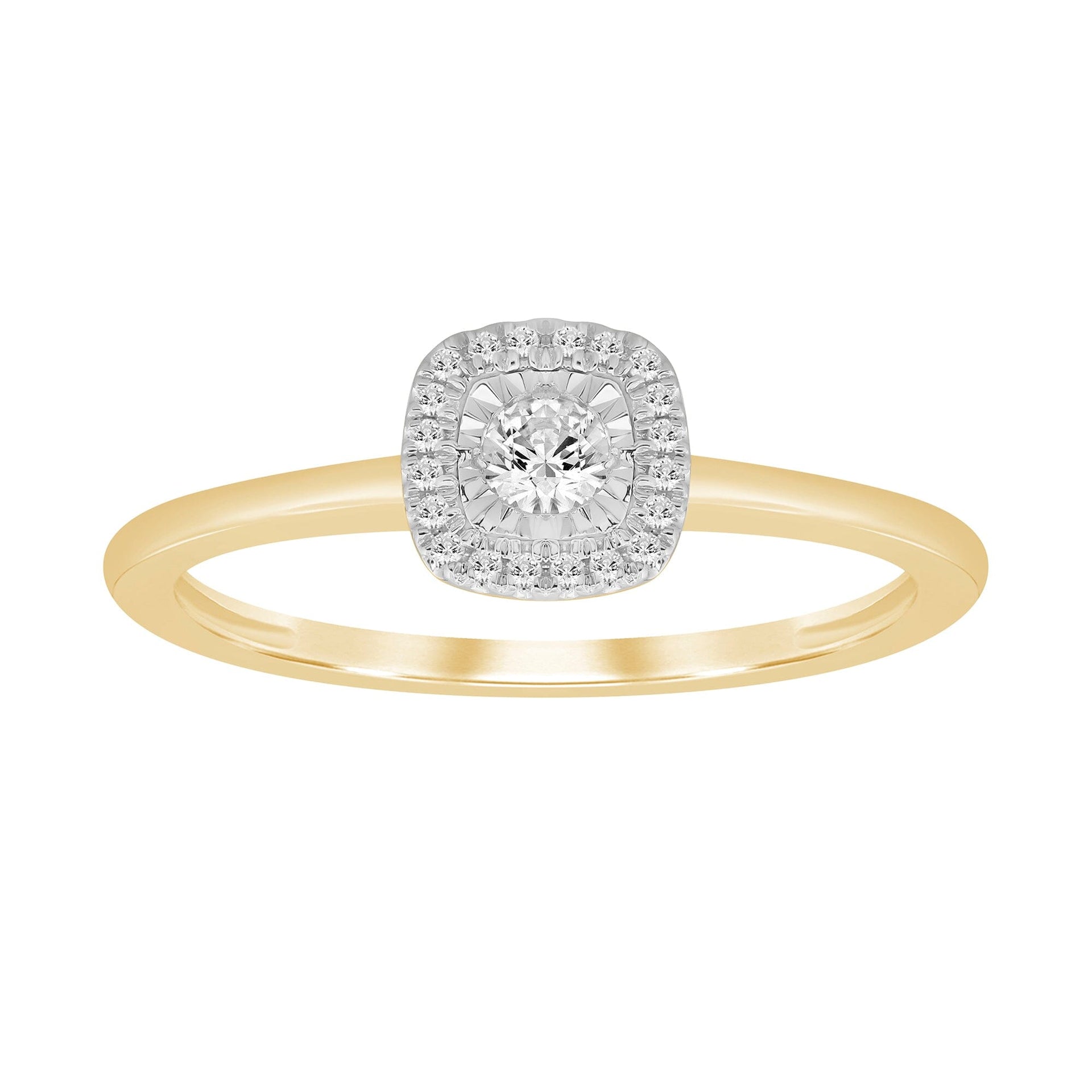 Halo Square Look Solitaire Ring with 0.10ct of Diamonds in 9kt Yellow ...