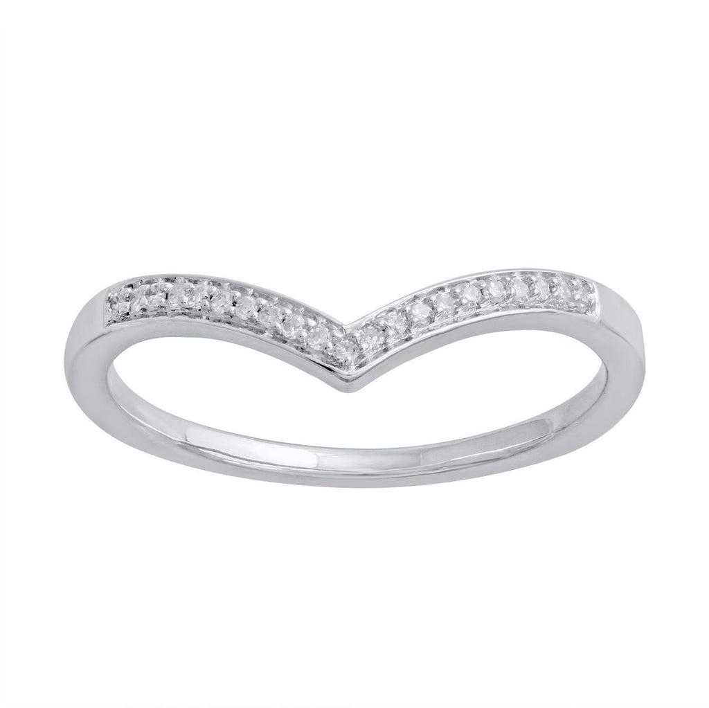 Diamond V-Shape Stackable Dress Ring in 9kt White Gold