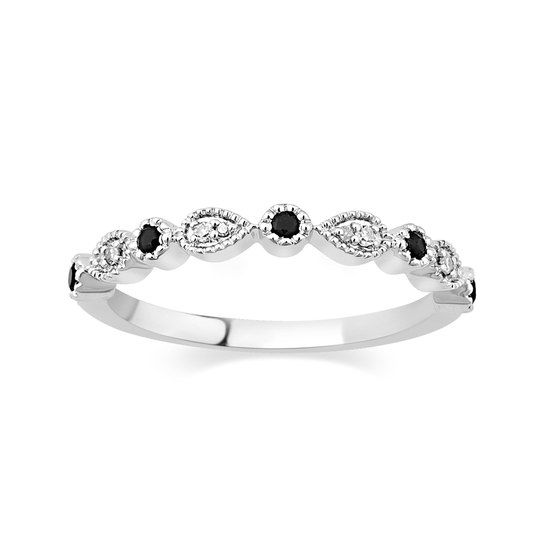 Sapphire & Diamond Stackable Ring in Sterling Silver