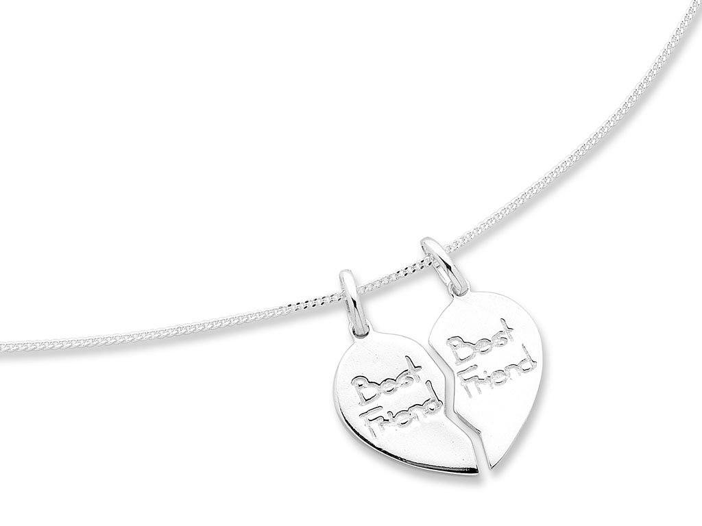 45cm Sterling Silver Split Heart Best Friend Necklace – Bevilles Jewellers