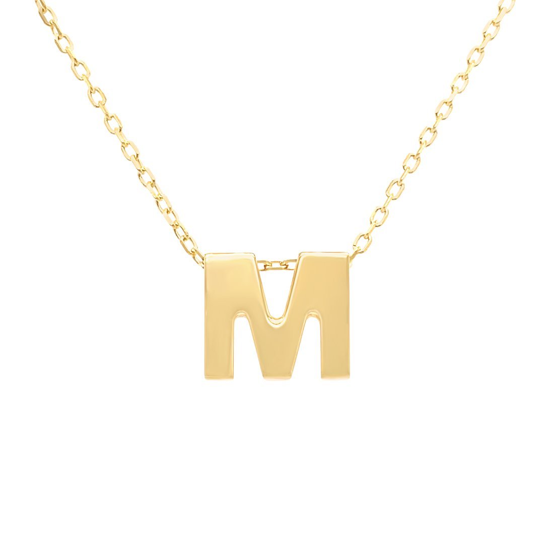 9ct Yellow Gold Silver Infused Initial Pendant Necklace