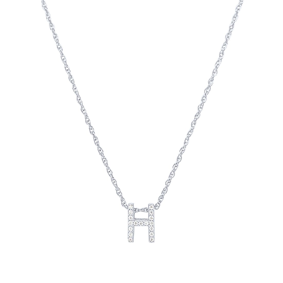 42cm Sterling Silver Cubic Zirconia Initial Necklace - Most Initials ...