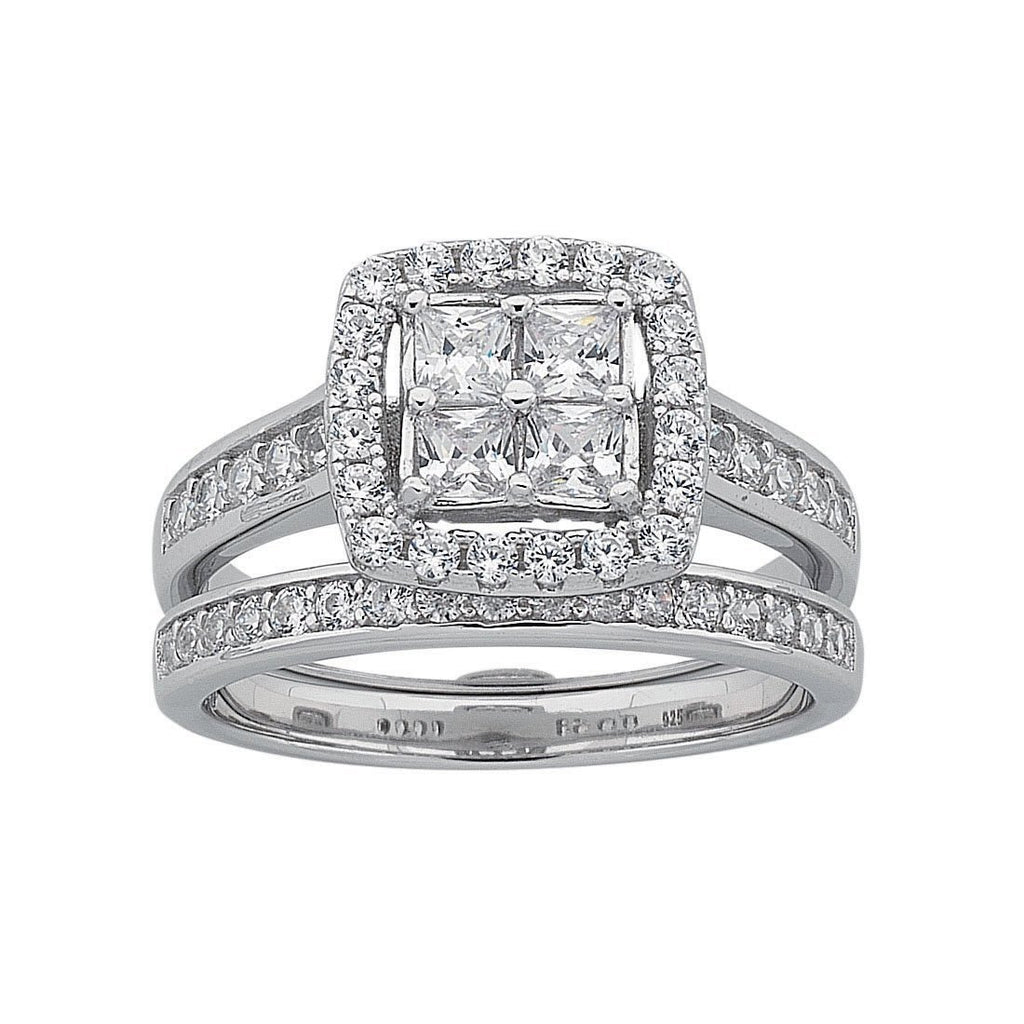 Sterling Silver Cubic Zirconia Invisible Princess Ring Set – Bevilles ...
