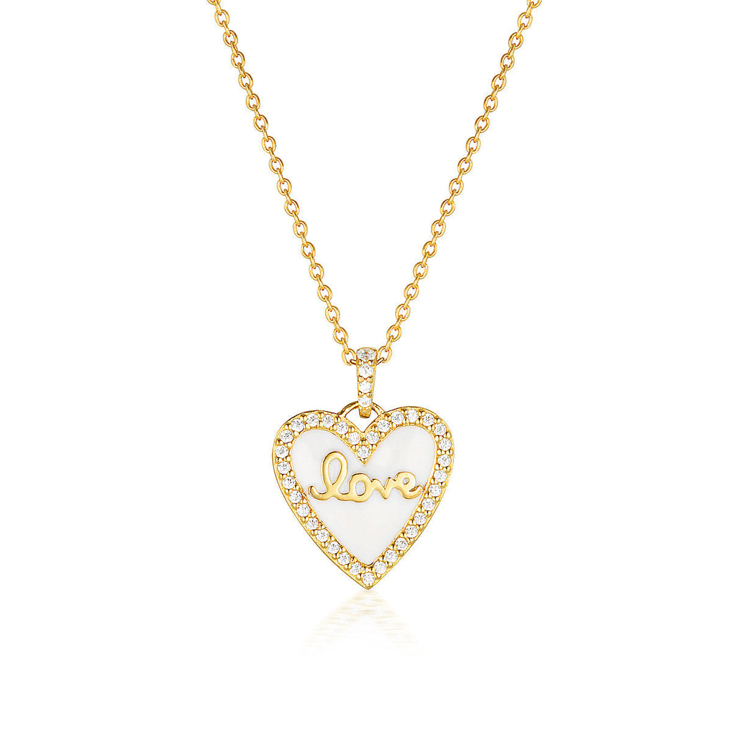 GEORGINI REFLECTION ENAMEL LOVE HEART PENDANT GOLD – Bevilles Jewellers