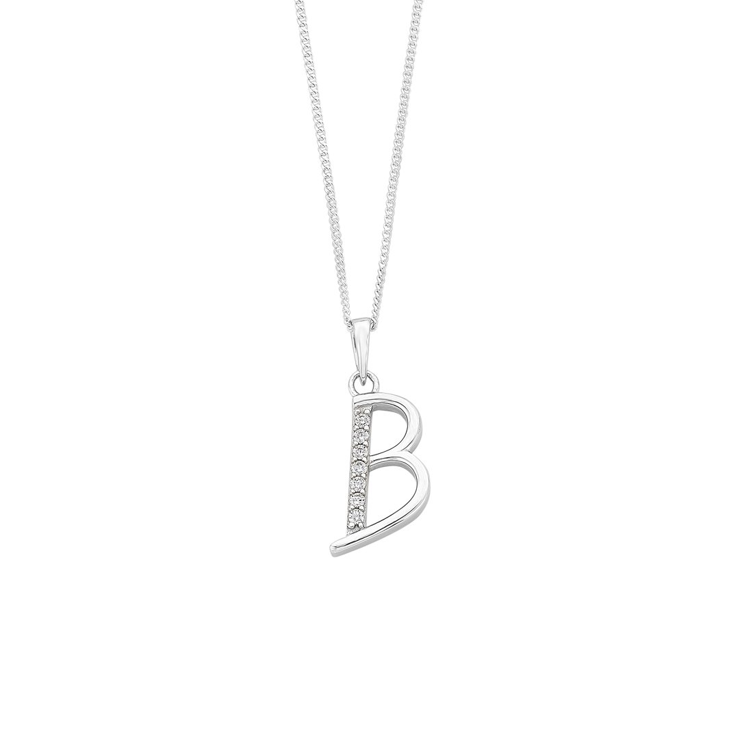 45cm Sterling Silver Cubic Zirconia Initial Necklace - Most Initials ...