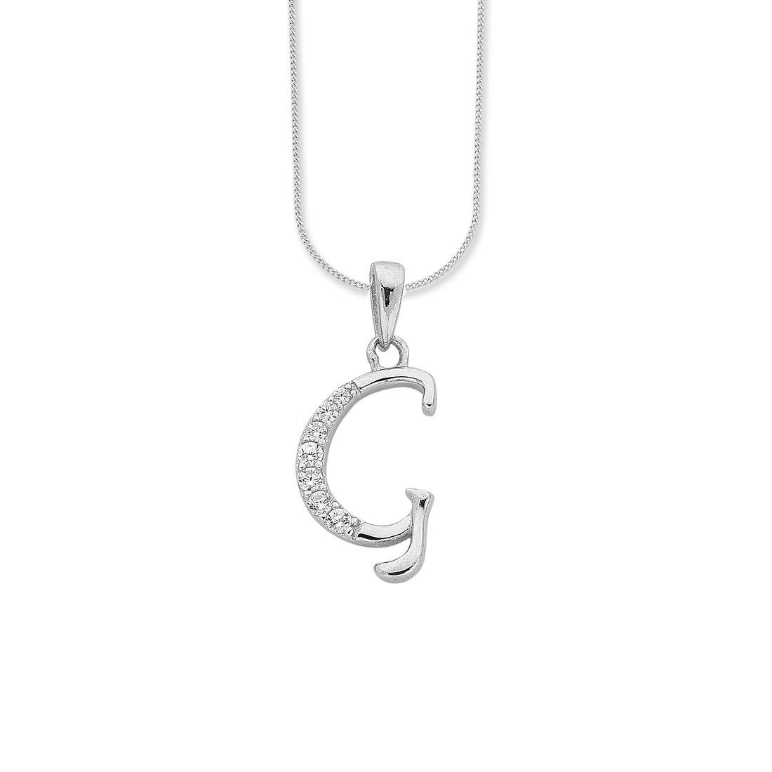 45cm Sterling Silver Cubic Zirconia Initial Necklace - Most Initials ...