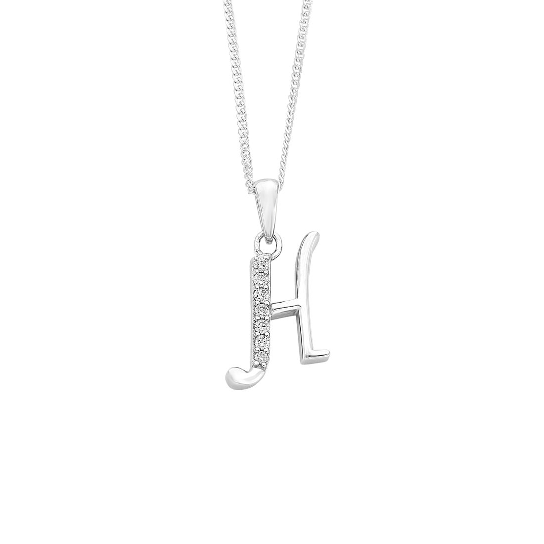 45cm Sterling Silver Cubic Zirconia Initial Necklace - Most Initials ...
