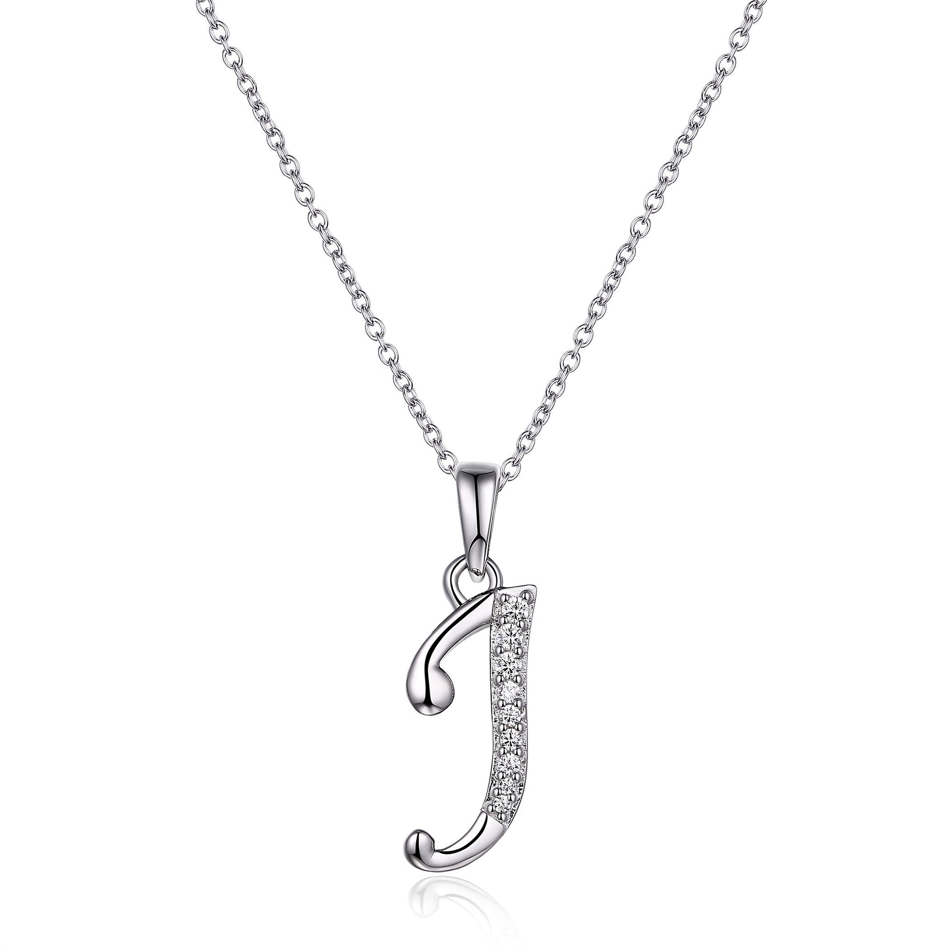 45cm Sterling Silver Cubic Zirconia Initial Necklace - Most Initials ...